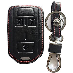 RPKEY Leather Keyless Entry Remote Control Key Fob Cover Case Protector Replacement Fit for Chevrolet Silverado 1500 Colorado Tahoe Suburban Gmc Yukon Sierra 1500 Canyon M3N-32337100