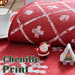 COLLACT Christmas Rug Red Area Rug 3x5 Kitchen Rug Entryway Snowflake Modern Rug Foldable Thin Rug Christmas Decor Diamond Floor Cover Geometric Accent Rug Indoor Bathroom Carpet Living Room Bedroom