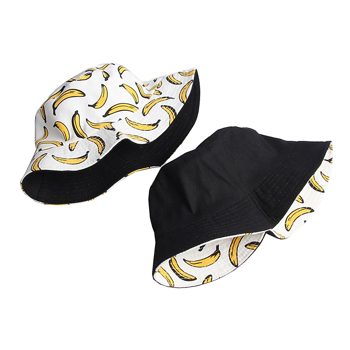 Joylife Fruit Print Bucket Hat Tropical Pattern Sun Hats Reversible Packable Fishing Cap for Women, Men, White