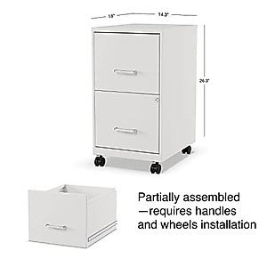 STAPLES 2-Drawer Vertical Mobile File Cabinet, Letter Size, Pearl White, 18-Inch-D (19634)