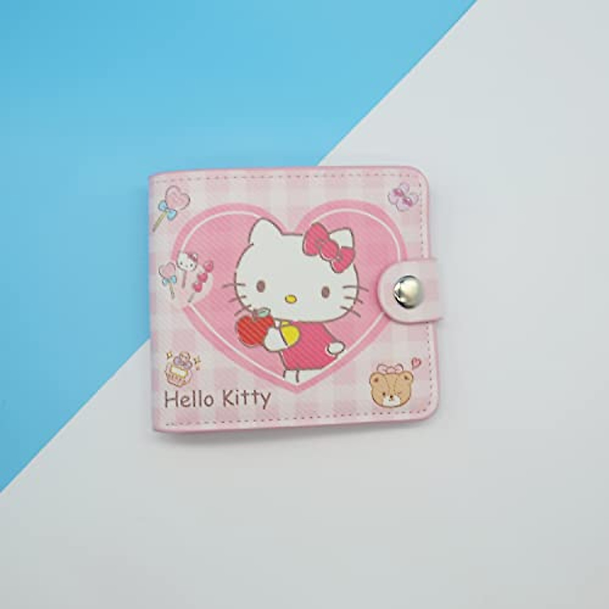 Kawaii Kitty Cat Badge Wallet with Lanyard, ID Card Holder Purse Pouch with Buckle, Wallet Durable Card Holder Credit Card Holder Money Bag for Students Teens Girls Boys