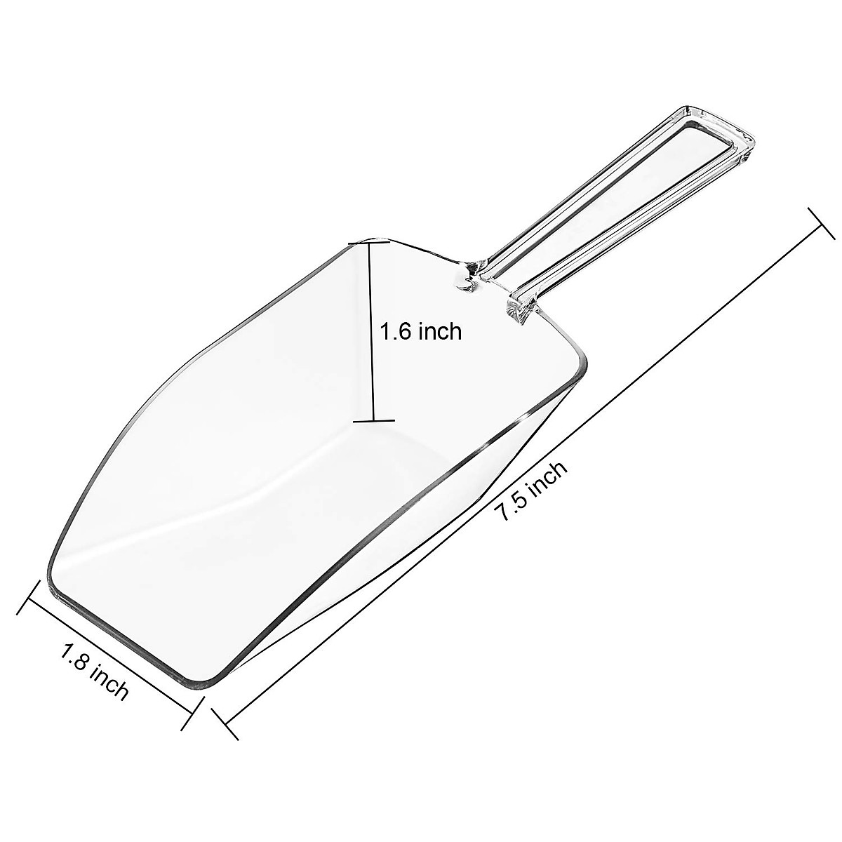 Shappy 4 Pieces Ice Scoop Multi-Purpose Kitchen Scoops Bath Scoops, Clear Food Popcorn Snack Candy Sugar Scoop for Kitchen Bar Party Wedding (7.8 Inch Long)(8 Pcs)