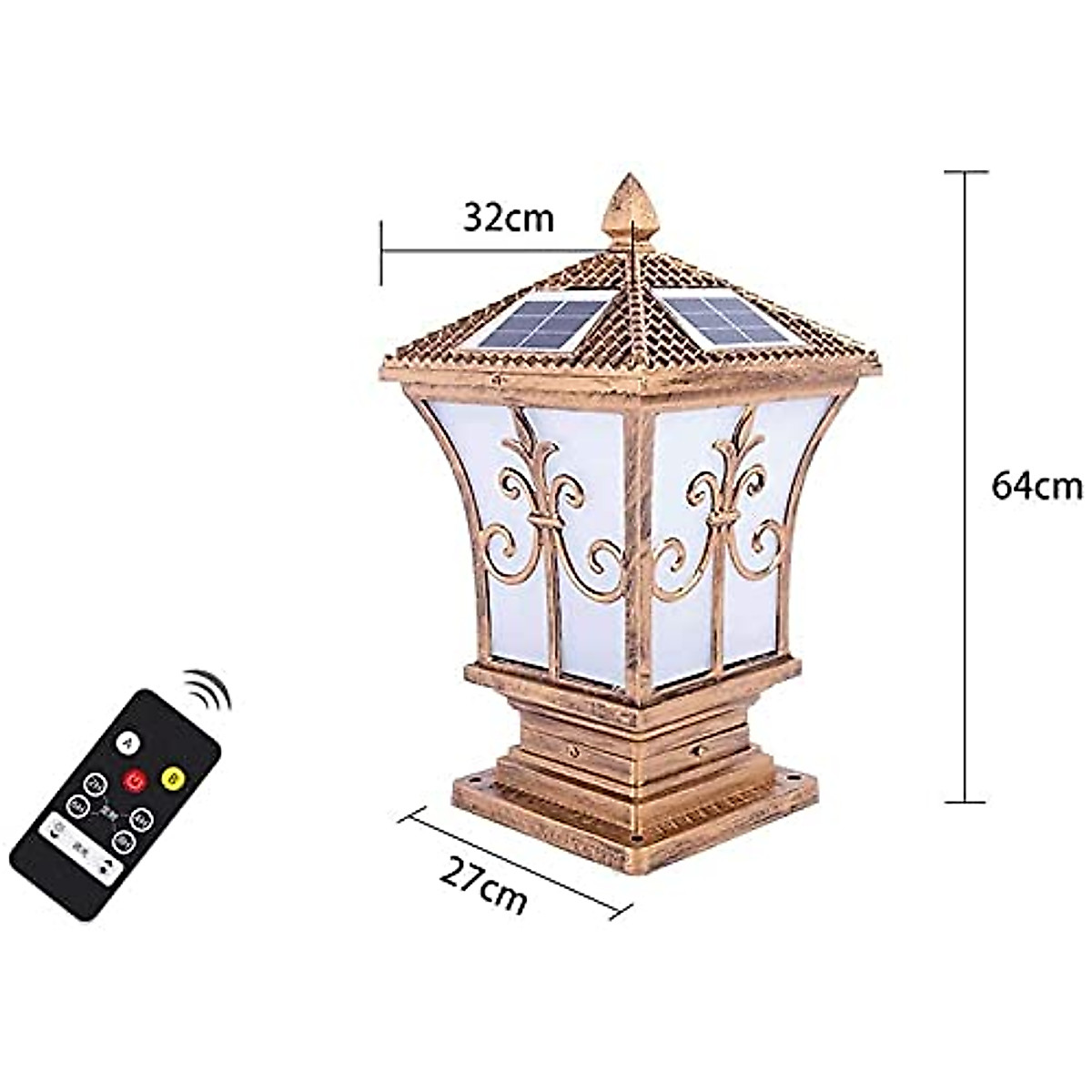 Outdoor Post Light Fixtures Post Lantern Solar Waterproof Column Headlights, Home Garden Community Lawn Lights, Die-cast Aluminum Anti-rust Lighting Lights,acrylic Lamp Shade Landscape Lights