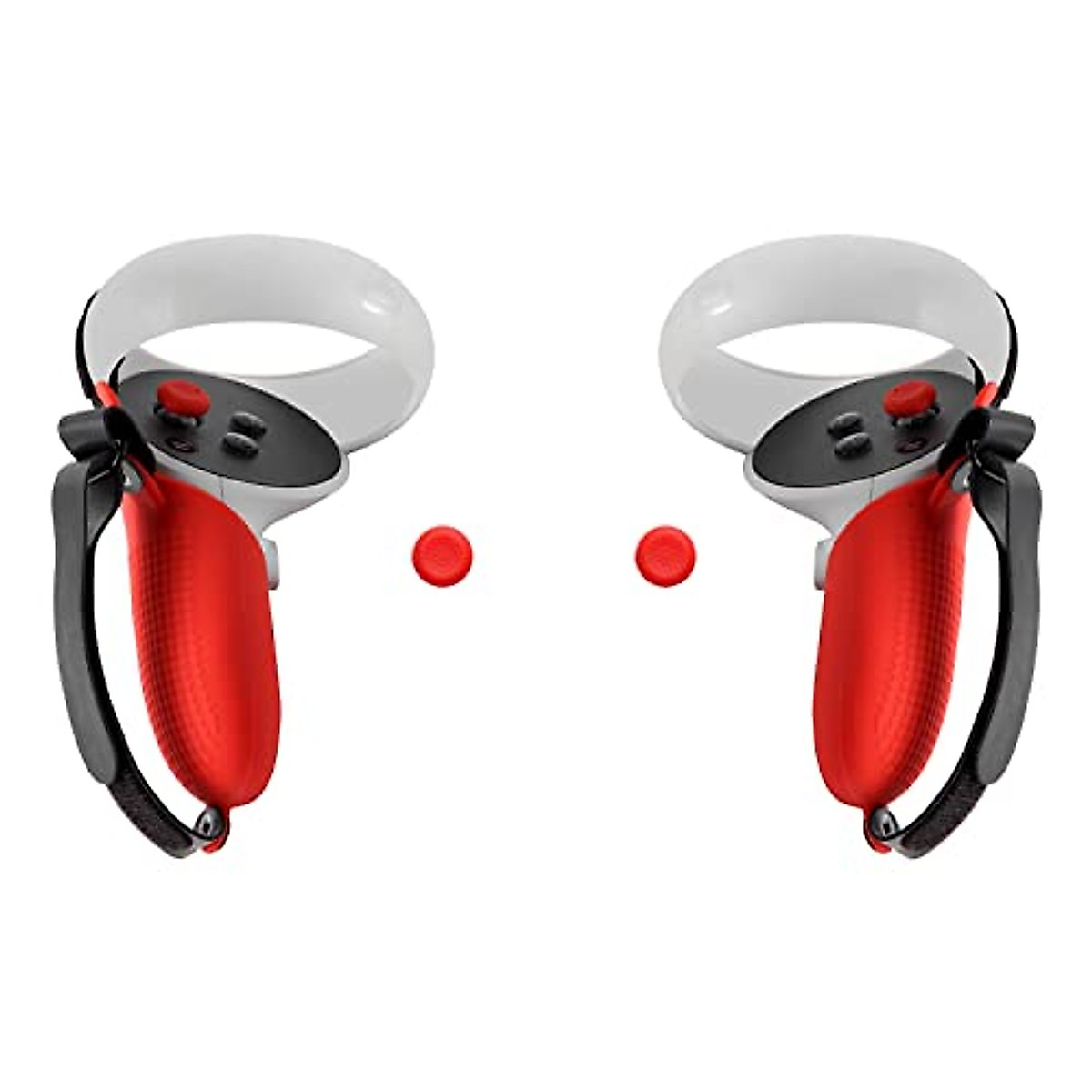 VR Controller Grips Protection Cover for Oculus Quest 2,Include Controller Grip Cover,Handle Controller Rocker Cap(2pcs Set/Red)