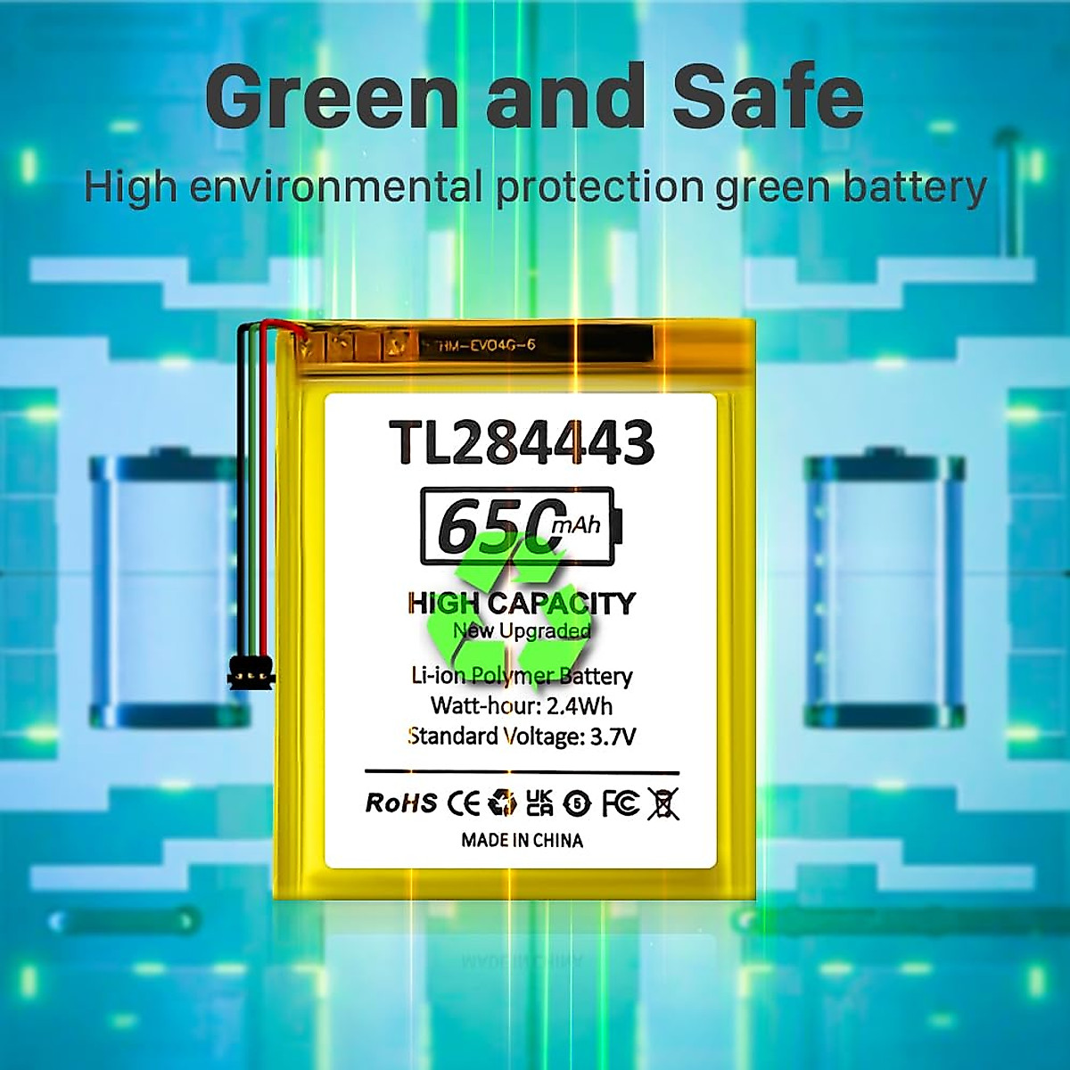 TL284443 Battery, 650mAh (2024 Upgraded) High Capacity Li-ion Polymer Replacement Battery for Nest Learning Thermostat 2nd 3rd, fit T3007ES,T3008US, T4000E Smart Home Battery with Repair Tool Kits