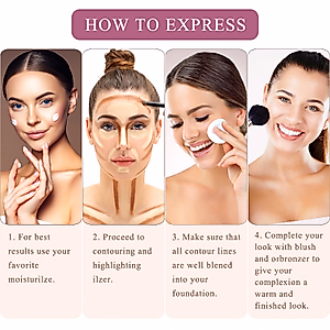 Youngfocus Cosmetics Cream Contour Best 8 Colors Contouring Foundation - Highlighting Makeup Kit/Concealer Palette - Vegan, Cruelty Free and Hypoallergenic - Instruction Manual（Face Blushes）