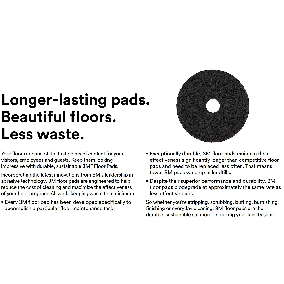 3M Black Stripper Pad 7200, 13" Floor Care Pad (Case of 5)