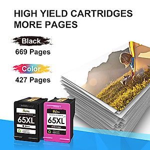 FACMS Remanufactured Ink Cartridges Replacement for HP 65XL 65 XL Ink Cartridge for Envy 5055 5052 5058 DeskJet 3755 2652 2655 3722 3723 3752 3758 3730 3720 3700 2622 2655 Printer (1 Black, 1 Color)