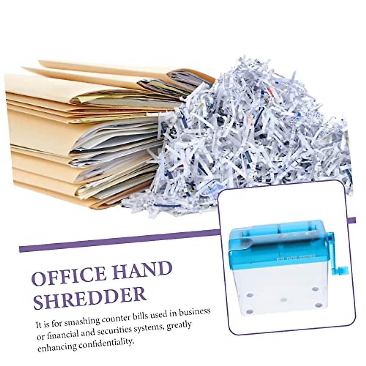 WATIIFUFU File Shredder Document Shredder Desktop Hand Shredder Paper Strip Cutter Paper shredders Cardboard Shredder Mini Desktop Shredder Small abs Office Household Products Hand Crank