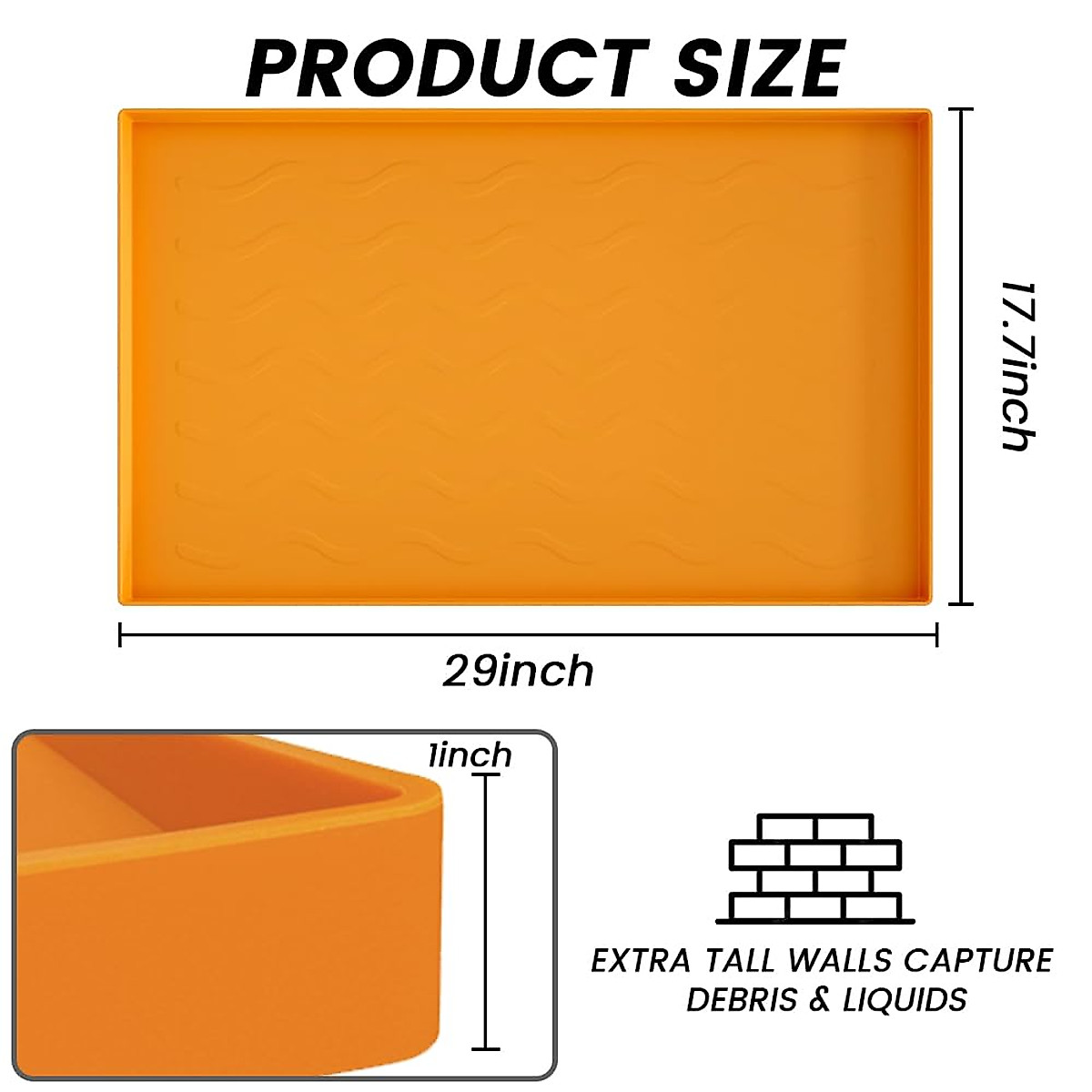 Pet Dog Cat Food Mat Silicone Dog Mat for Food and Water 28” Pet Feeding Mat Dog Bowl Mat Orange Pet Food Placemat