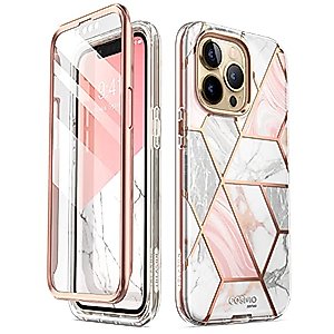 i-Blason Cosmo Series Case for iPhone 13 Pro 6.1 inch (2021 Release), Slim Full-Body Stylish Protective Case with Built-in Screen Protector (Marble)