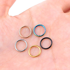 Jstyle 10Pcs 18G Stainless Steel Hinged Clicker Segment Nose Rings Hoop Helix Cartilage Daith Tragus Sleeper Earrings 8MM Improved