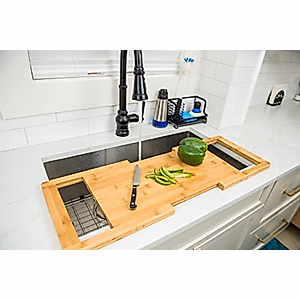 Lipper International 8841 Bamboo Wood Over-the-Sink Expandable Cutting Board, 34" x 11 1/2" x 3/4"