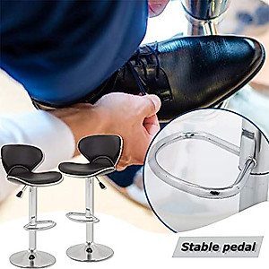 Set of 2 Bar Stools, Counter Height Adjustable Bar Chairs with Back Barstools PU Leather Swivel Bar Stool Kitchen Counter Stools Dining Chairs (Black)