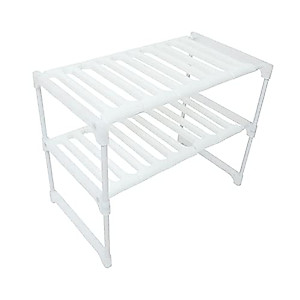 SOLUSTRE Sink Rack Water Trough Cabinet Storage Shelf White Storage Shelves Under Sink Organizer Drawer Kitchen Storage Rack Home Organizing Rack Pp, Stainless Steel White Storage Organizer