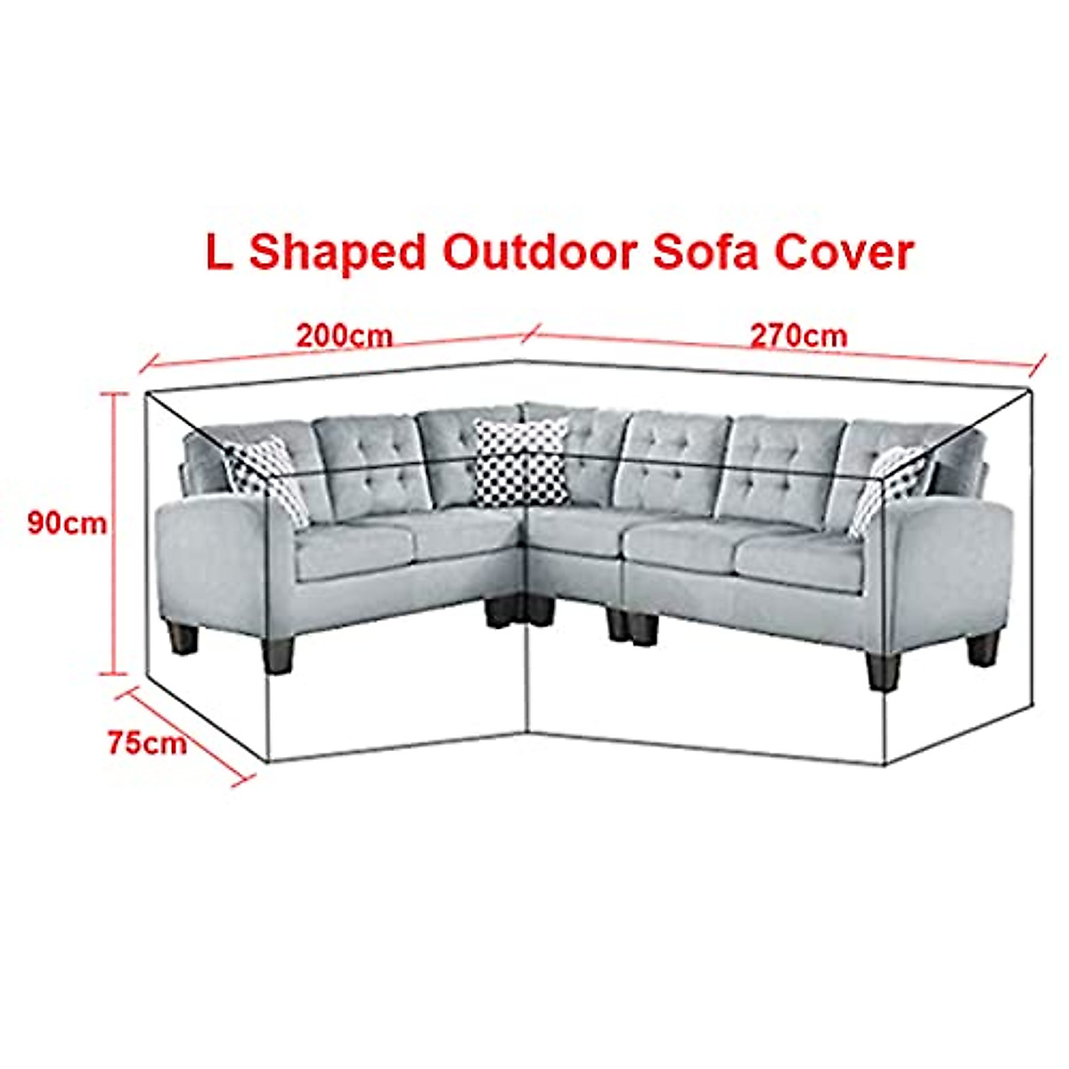 Silvotek L Shaped Garden Furniture Covers - Protective Cover for Corner Sofa with Durable Hem Cord, 210D L Shaped Outdoor Sofa Cover L Shaped Patio Couch Cover (L Shape 79"×106"×35.4")