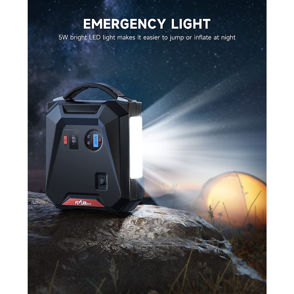 Car Jump Starter with Air Compressor, 2500A Peak 24000mAh Portable Jump Starter Car Battery Charger Moto Battery Booster Power Pack (All Gas or 8.0L Diesel) Emergency Auto Battery Booster Pack