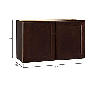 HAMPTON BAY KW3018-SJM Rsi Home Products Shaker Wall Bridge Cabinet, Java, 30" x 18"
