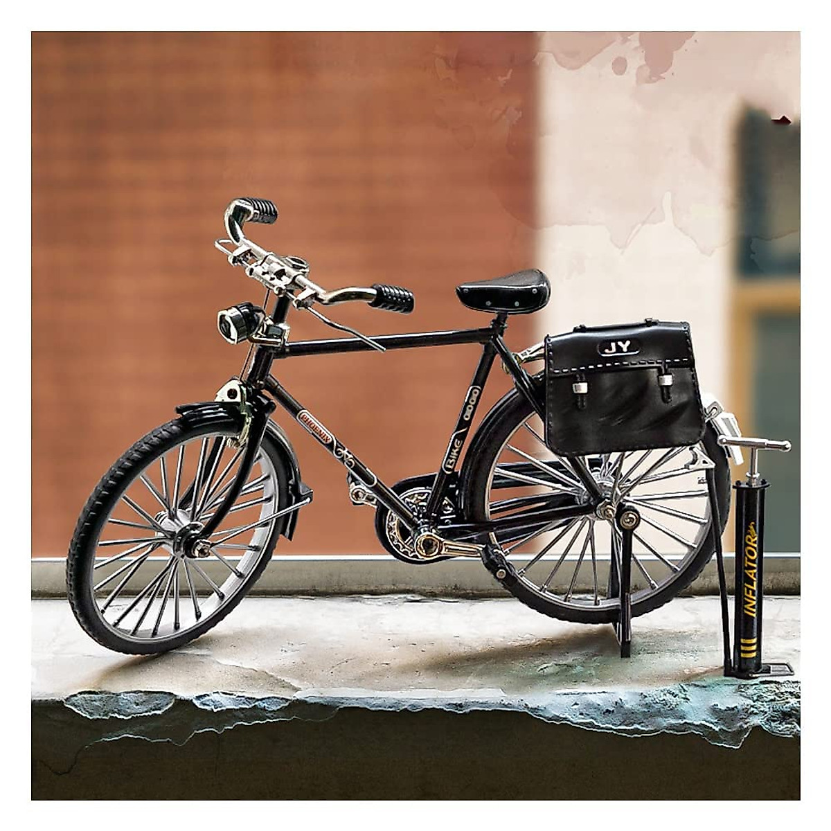 2025 New 51 Pcs DIY Retro Bicycle Model Ornament For Kids, Creative 1:10 Simulation Mini Bicycle Model Scale Kit With Inflator and Briefcase, Finger Bike Models Toys For Desktop Decoration Ornament