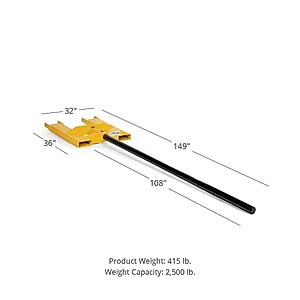 Titan Attachments 9 FT Carpet Pole Attachment, Fork Mounted Rug/Carpet Pole, 2,000 LB Capacity, 108-in x 2.75-in