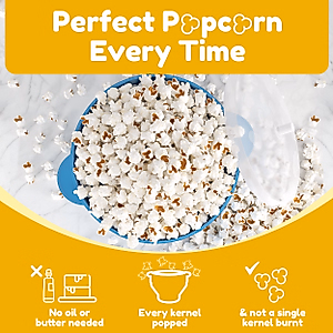The Original Popco Silicone Microwave Popcorn Popper with Handles, Silicone Popcorn Maker, Collapsible Popcorn Bowls, Dishwasher Safe - 15 Colors Available (AQUA)