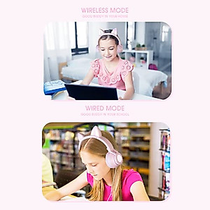 YUSONIC Cat Ear Bluetooth Headphones,Toddlers Kids Wireless Headphones for Boys Girls Amazon Fire Tablet/Laptop/iPad/School (Purple)