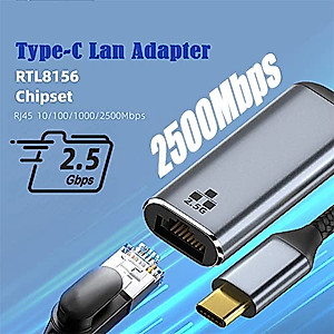 Cablecc USB-C USB3.1 Type-C to 2.5Gbps 2500Mbps GBE Gigabit Ethernet Network LAN Cable Adapter for Laptop