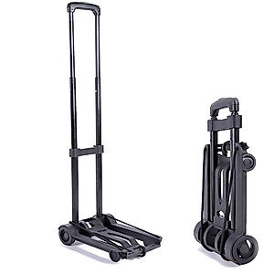Folding Hand Truck Dolly Cart, Collapsible Hand Cart with Adjustable Handle Lightweight Trolley Cart for Moving, Travel, Shopping, Office Use, Portable and Compact