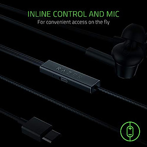 Razer Hammerhead USB-C Active Noise Cancellation (ANC) Earbuds DAC - Custom-Tuned Dual-Driver Technology - in-Line Mic & Volume Control - Aluminum Frame - Braided Cable - Matte Black