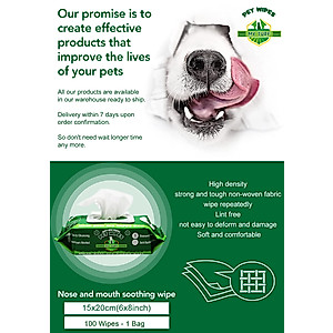 My Turf Unscented Dog Wipes – 100 pcs Pet Wipes for Paw Face Ears and Butt – Cat & Dog Wipes Cleaning – Kitten and Puppy Grooming Bath Wipes 6x8 Inch