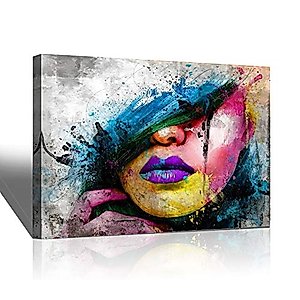gbagutao Abstract Canvas Art Wall Decor Sexy Girl Lips Pop Art Canvas Prints Modern Canvas Art Wall Paintings for Living Room Bedroom Office Home Decoration