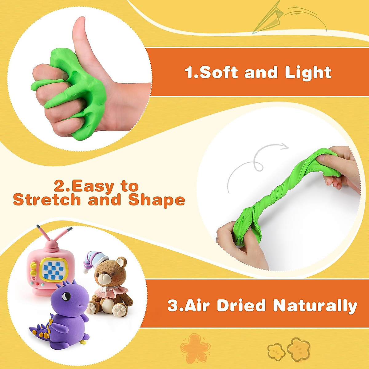 Modeling Clay Kit - 50 Colors Air Dry Ultra Light Magic Clay, Safe and Nontoxic, Great Gift for Kids Age 3-12 Year Old