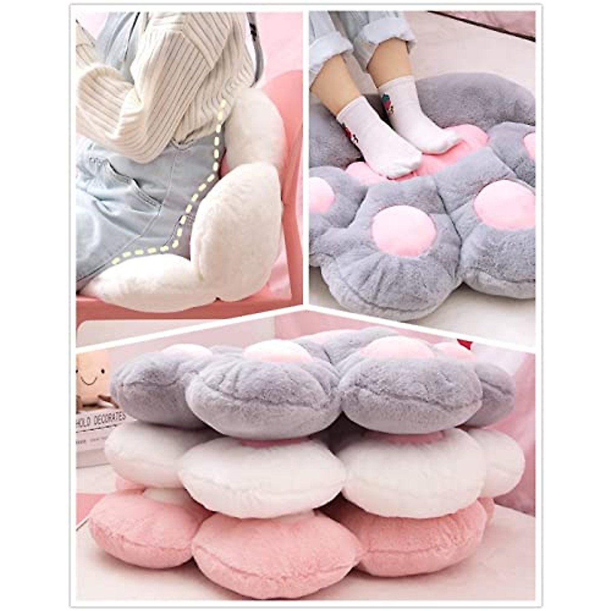 LeCas, Cat Paw Cushion Cute Seat Cushion Lazy Sofa Office Chair Cushion Bear Paw Warm Skin-Friendly Floor Mat Plush Seat Pad for Comfortable and Health (27.6x23.6 in, Black), Heart-shaped Black