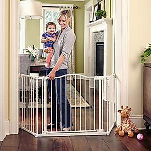 Toddleroo by North States 72” wide Deluxe Décor Baby Gate: Sturdy safety gate with one hand operation. Extra wide baby gate. Hardware Mount. Fits 38.3 - 72” Wide. (30" Tall, Warm White)
