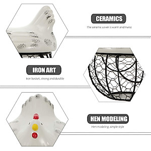 Luxshiny 1pc Egg Basket Eggs Decor Egg Holder for Fridge Home Old Fashioned Tinsel Food Storage Basket Snack Basket Chicken Egg Holder Iron Egg Holder Cover Ceramic Desk Round