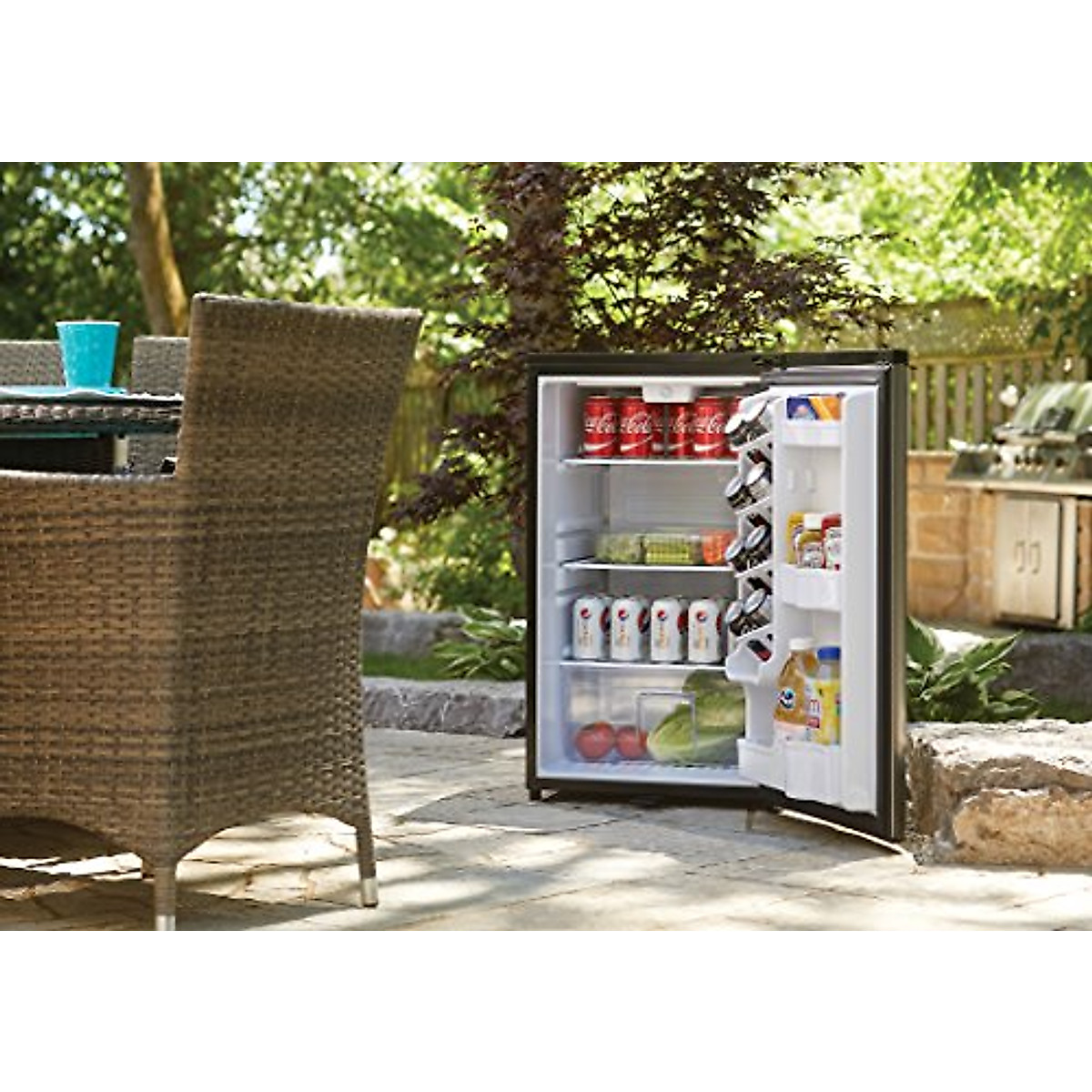 Danby DAR044A6BSLDBO 4.4 Cu.Ft. Outdoor Mini Fridge, IPX4-Rated Stainless Steel Look All Refrigerator for Patio, Cabana, Pool Bar, E-Star Rated, Spotless Steel