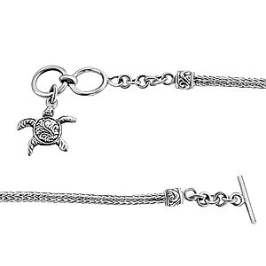 SHOP LC DELIVERING JOY BALI LEGACY 925 Sterling Silver Turtle Charm Tulang Naga Bracelet for Women Jewelry Gifts Size 7.5" 8.20 Grams Birthday Gifts