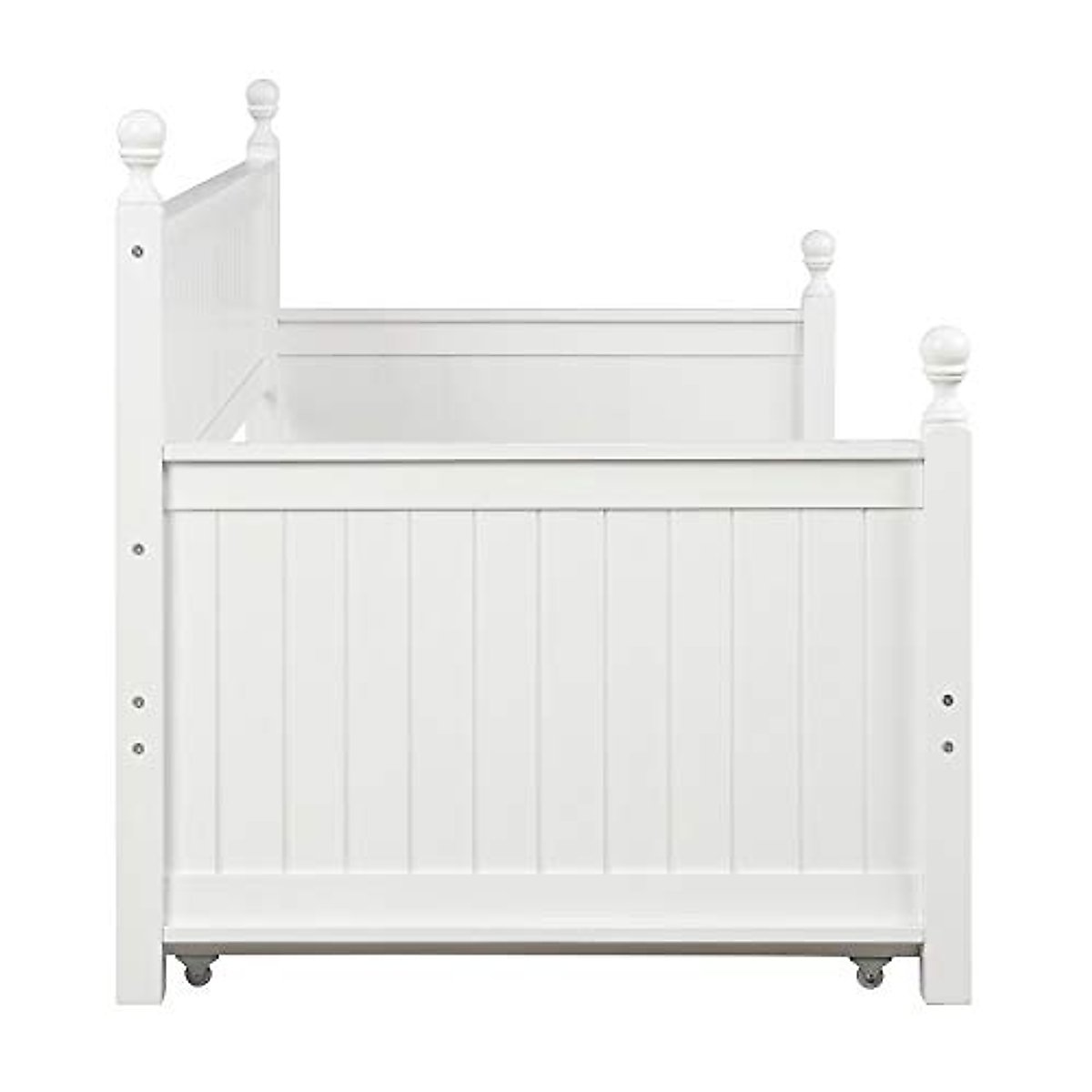 Solid Pine Wood Twin Size Daybed Frame - Used as Sofa or Bed, Ideal for Small Spaces with Trundle - Concise and Modern Appearance - with Square Posts and Wide Boards - Easy to Assemble - White