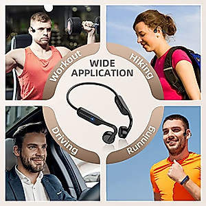 CHENSIVE Bone Conduction Headphones, Wireless Headphones Bluetooth 5.0, Open Ear Headphones with Built-in Mic, Sweatproof Sport Headsets for Running, Cycling, Driving, Hiking, Yoga