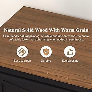 Kinpaw Narrow Console Table with Storage- Black Entryway Table, Small Sofa Table with Drawer & Storage Shelf for Hallway, Entryway, Foyer, Living Room Furniture, Behind Couch, Wood