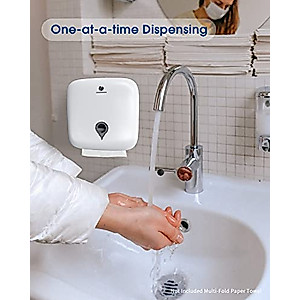 Paper Towel Dispenser, C-Fold and Multifold Tissue Towel Dispenser for Bathrooms, Kitchens and High-Traffic Washrooms, CHUANGDIAN, White