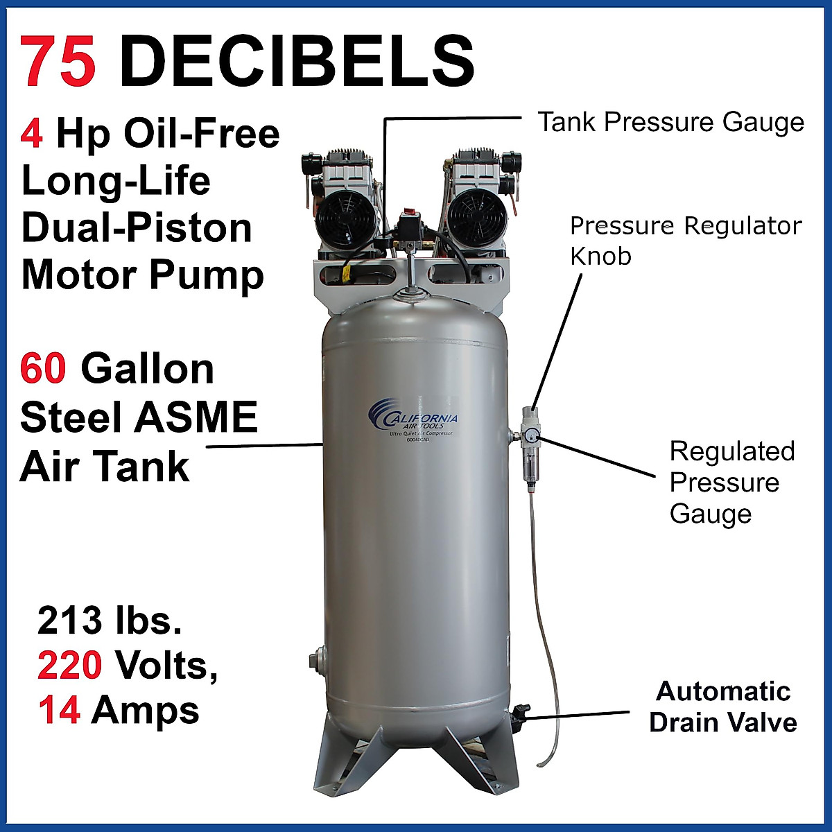 California Air Tools CAT-60040CAD Ultra Quiet 60 Gal Compressor