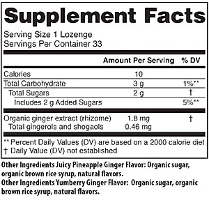 USDA Organic Tropical Ginger Variety Pack Tummydrops (mix of pineapple & yumberry, 33 individually wrapped drops)