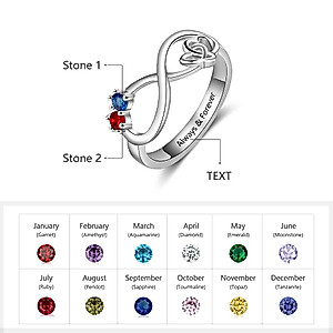 Promise Rings for Her Personalized Mothers Ring 925 Sterling Silver Rings for Women with Engraved Name & Simulated Birthstone Rings for Women Promise Ring for Grandmother Mom Wife BFF Jewelry Gifts (Style 2)