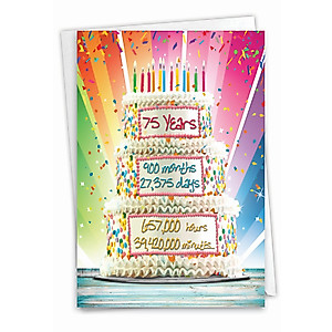 NobleWorks - 75th Birthday Card Funny - 75 Year Old Humor Notecard, Milestone Birthdays Celebration - Year Time Count 75 C9407MBG