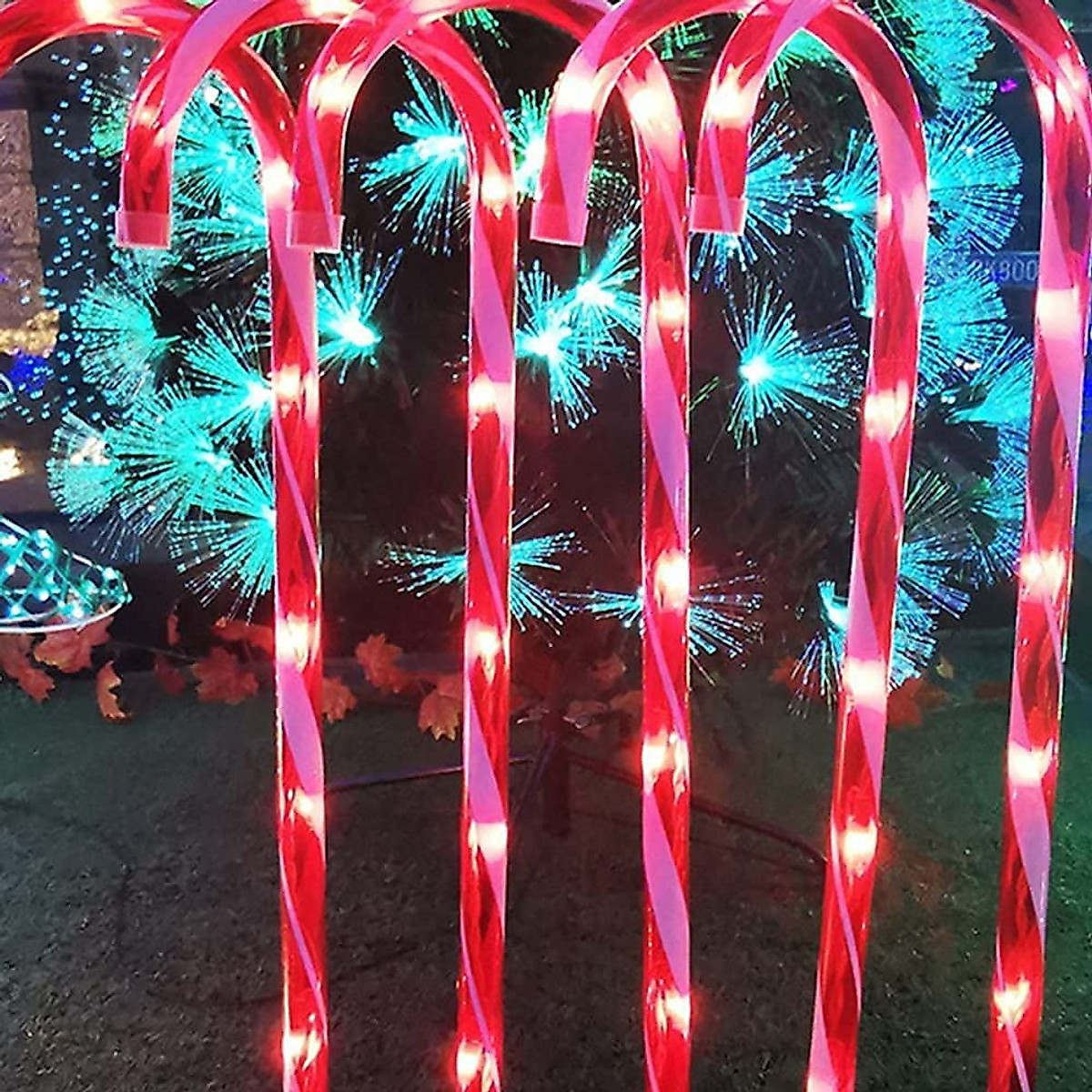 ZYPNB Christmas Candy Cane Pathway Lights,New Year Holiday Lights Outdoor Garden Christmas Decorations for Home Xmas Candy Cane Light