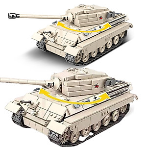 General Jim's Military Brick Building Set - WW2 German Army King Tiger Panzer VI Tank Building Blocks Model Set for Military, World War 2 and Building Enthusiasts Including Teens and Adults