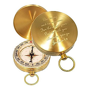 Stanley London Personalized Pocket Compass Engraved Joshua 1:9 (Be Strong and Courageous) - Great for Baptism, Confirmation, First Communion, Graduation (Compass & Box, Personalized)