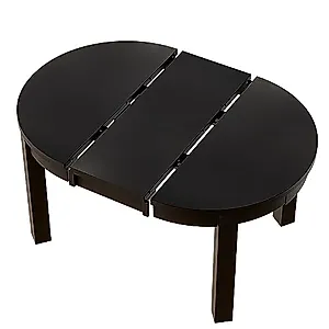 Dinehome 5 Piece Extendable Round Dining Table Set for 4-6 with Storage Drawers and Four Chairs,16" Removable Leaf, Espresso