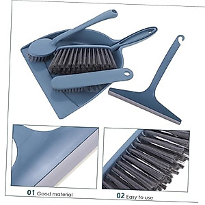 Anneome 1 Set Mini Broom Set Dust Pan Handheld Broom Crevice Cleaning Brush Hand Broom Brush Gaps Cleaning Brush Whisk Broom Small Handle Desk Brooms Small Brush and Dustpan Pp Blue